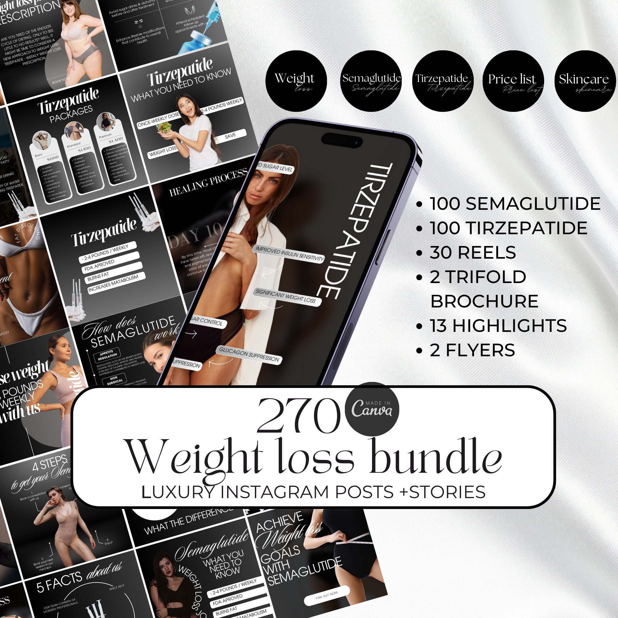 Tirzepatide and Semaglutide Bundle Weight Loss Instagram Template ...