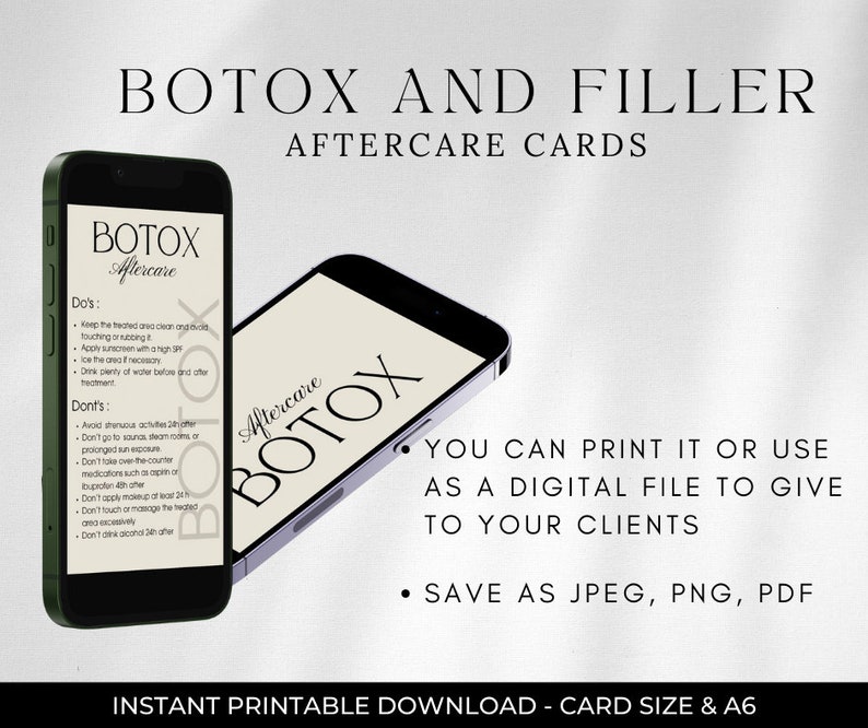 Botox and Filler Aftercare Card, DIY Botox Aftercare Card, Lip Filler ...