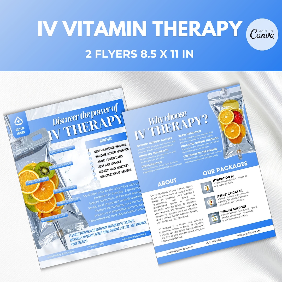 IV Vitamin Therapy Flyer Canva Template, IV Therapy Flyers, Iv Drip ...