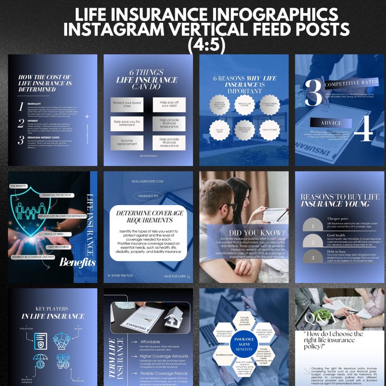 200 Insurance Agent Instagram Templates, Life Insurance Instagram Posts ...