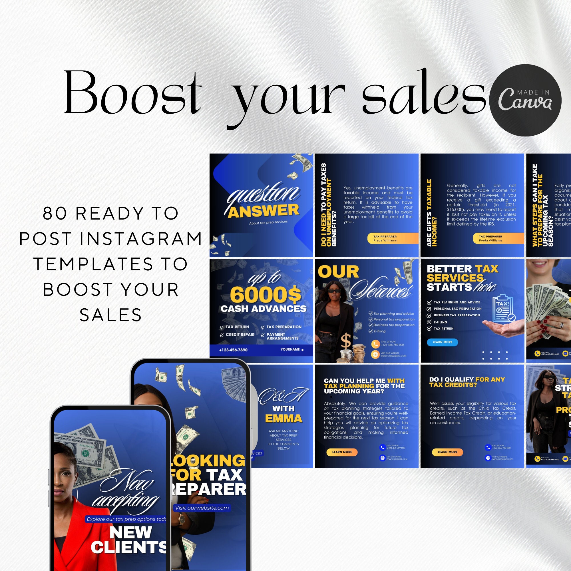 Tax Prep Instagram Templates, Tax Preparer Tax Accounting Posts, Tax ...
