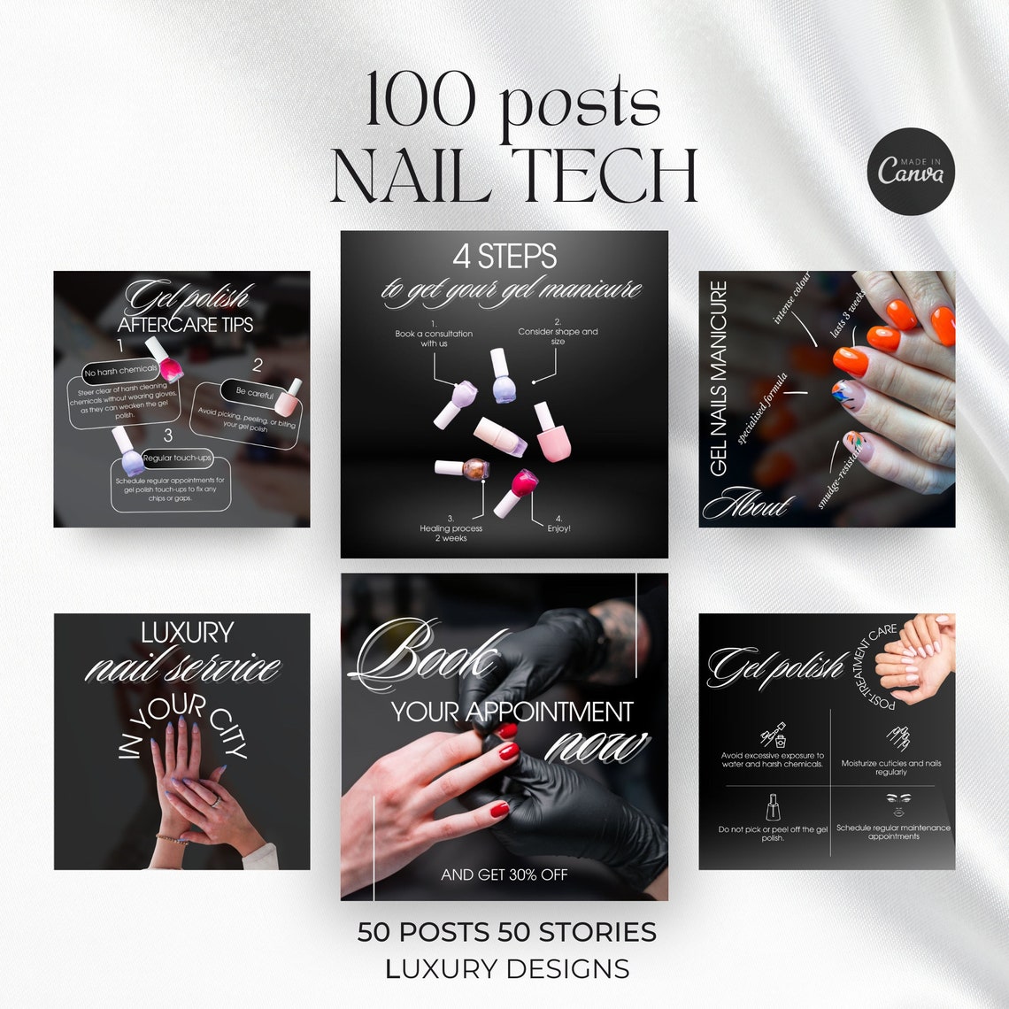 100 Nail Tech Instagram Template, Nail Technician Social Media Posts ...