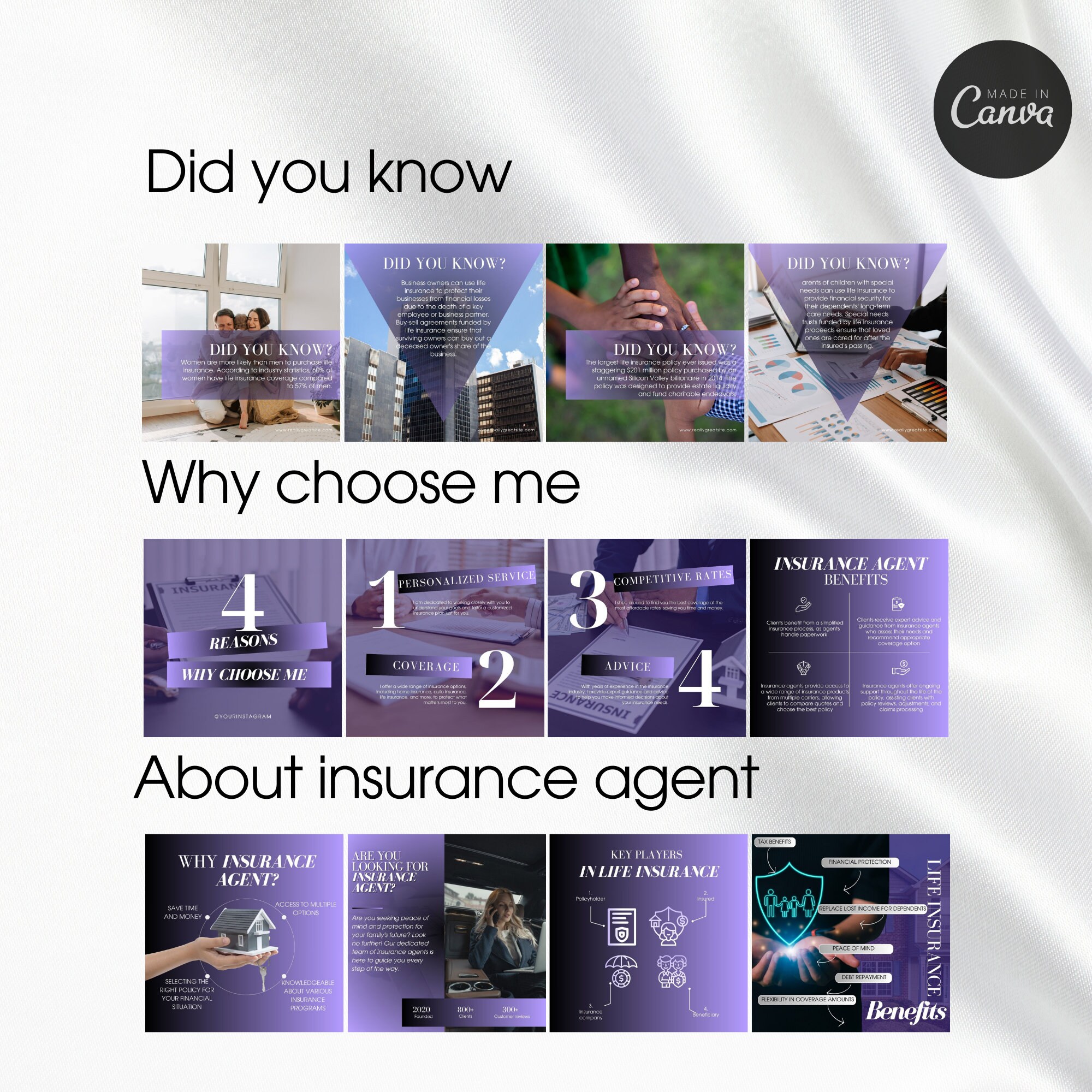 200 Insurance Infographics Instagram Templates, Life Insurance Canva ...