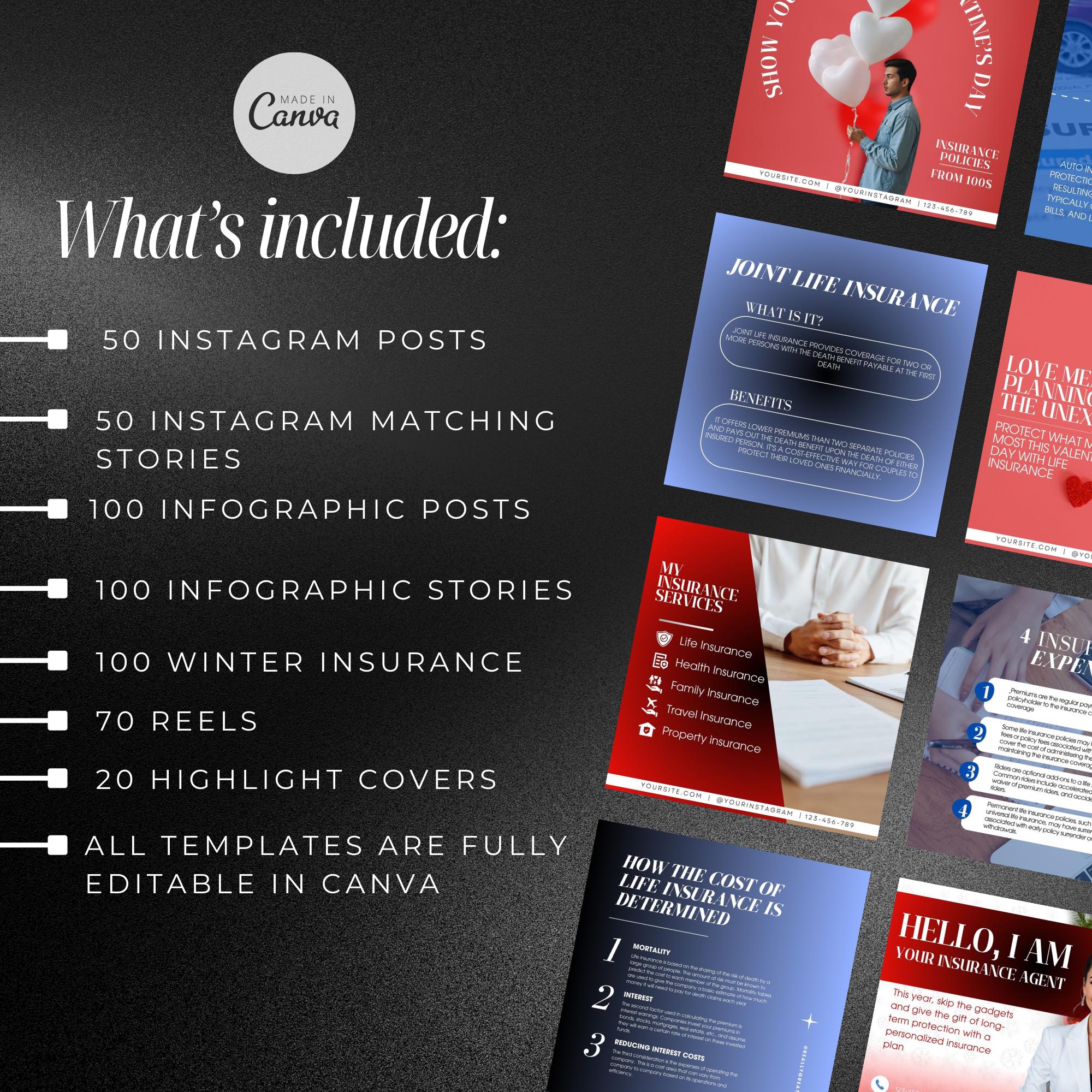 470 Life Insurance Instagram Bundle Canva Templates, Life Insurance ...