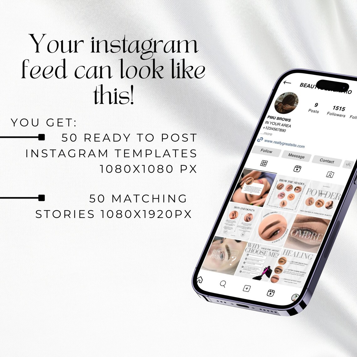 PMU Brows Instagram Template, Microblading Brows Canva Template ...
