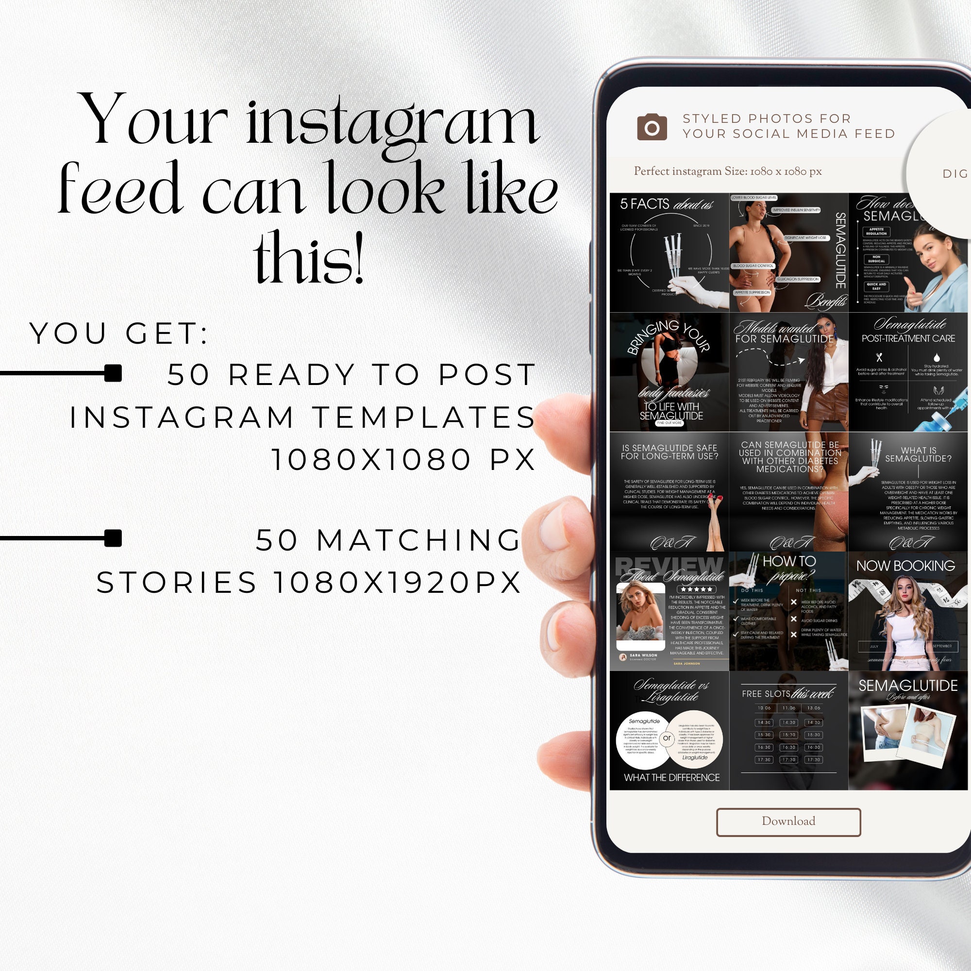 Semaglutide Weight Loss Instagram Template, Semaglutide Canva Posts ...