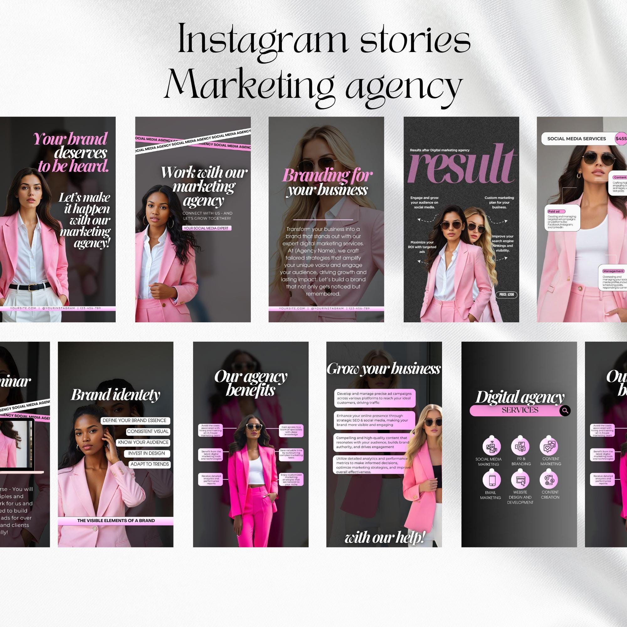 120 Digital Marketing Agency Social Media Posts Canva Pink | Social ...