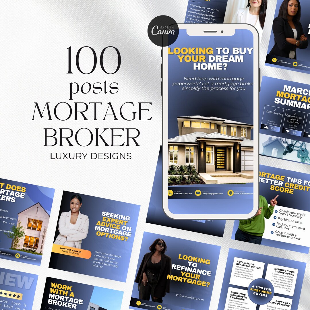 Mortgage Broker Instagram Template, Mortgage Broker Social Media Blue ...