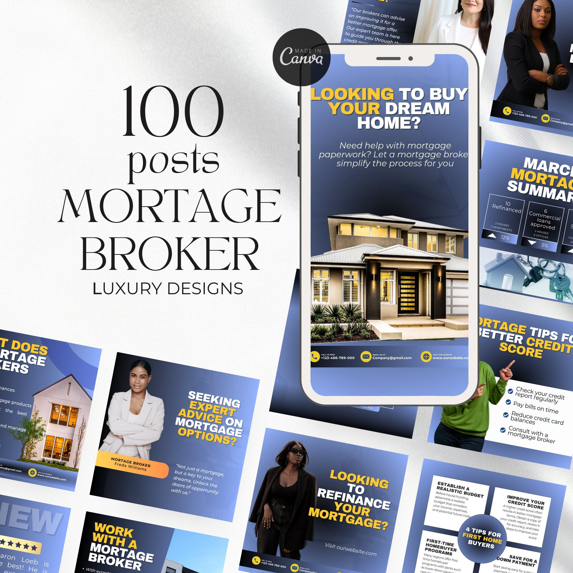 Mortgage Broker Instagram Template, Mortgage Broker Social Media Blue, Mortgage Lender, Mortgage ...