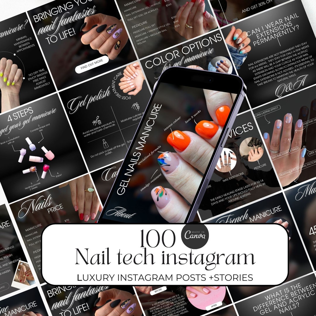 100 Nail Tech Instagram Template, Nail Technician Social Media Posts ...