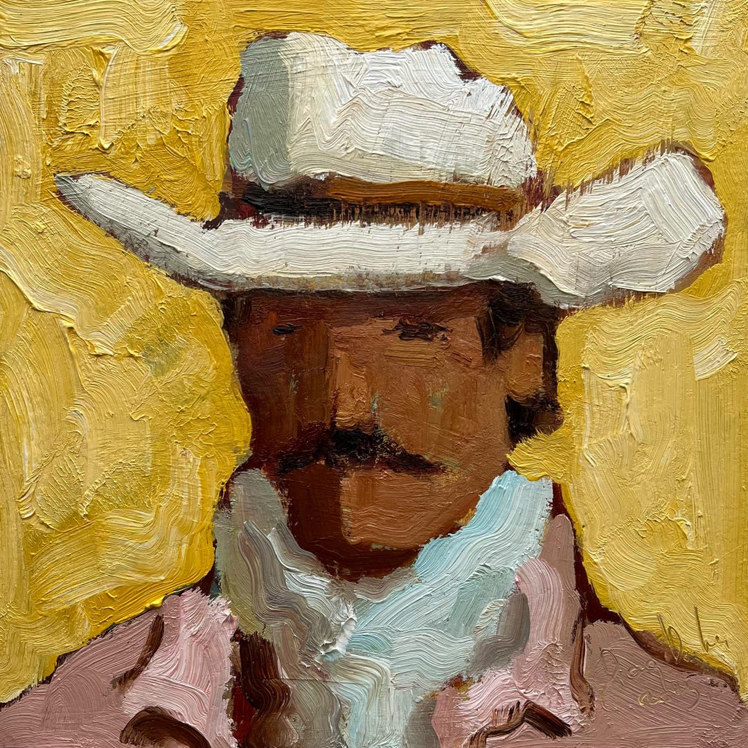 Cowboy Painting Cowboy in the Hat Cowboy Portrait Painting ...