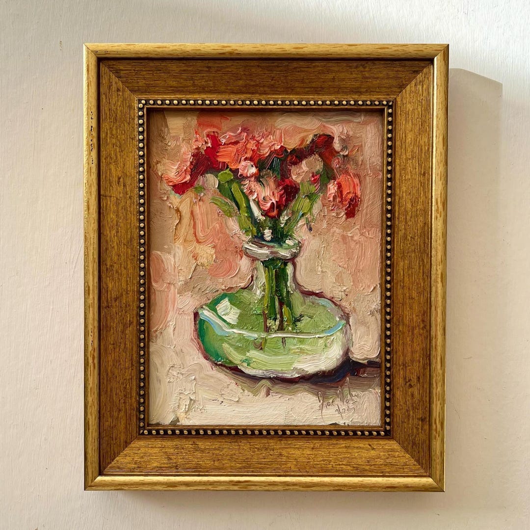 Flowers Oil Painting: Impasto Floral Art, Semi Abstract Artwork - Etsy