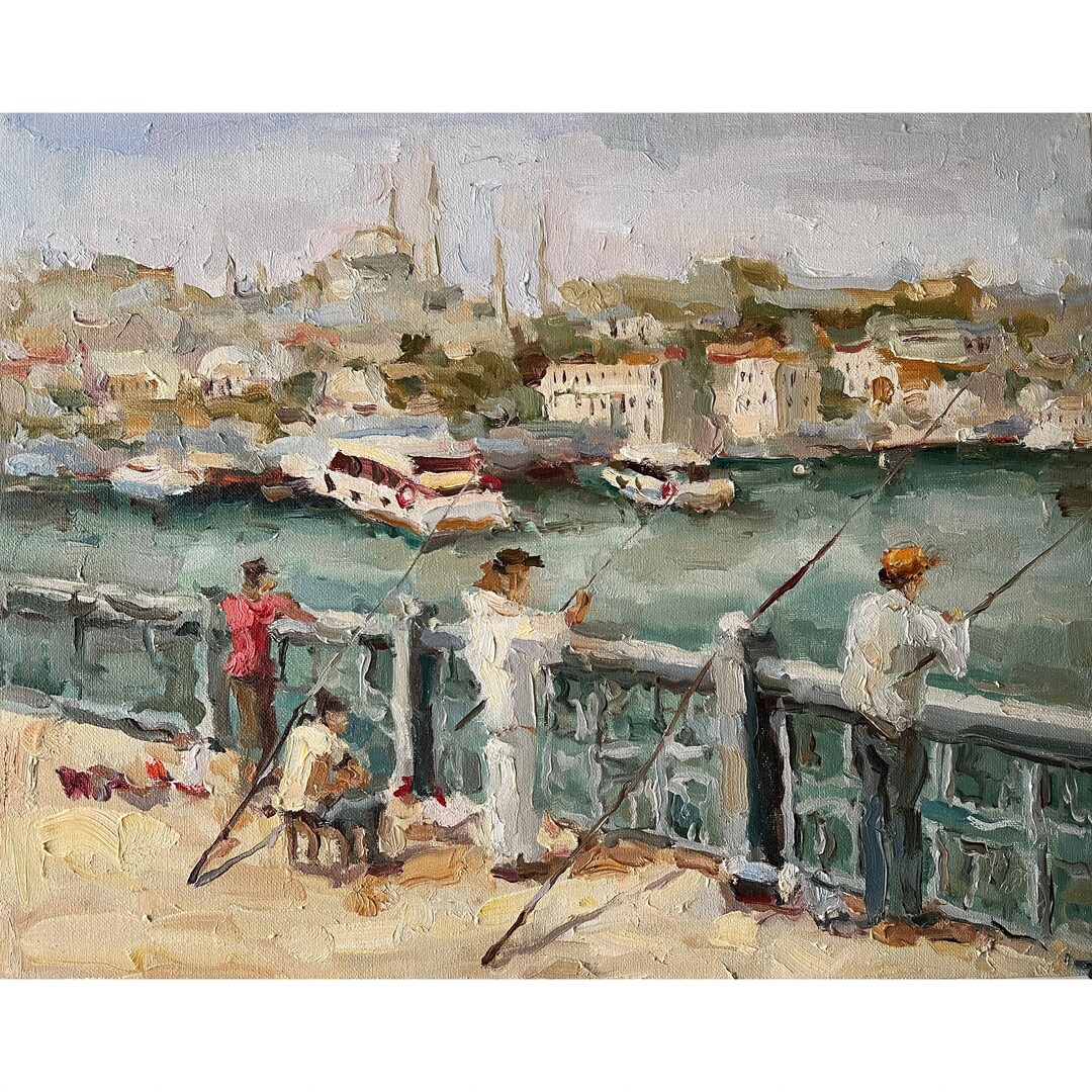 Istanbul Painting Original Art Oil Painting Bosphorus Impasto Wall Art ...