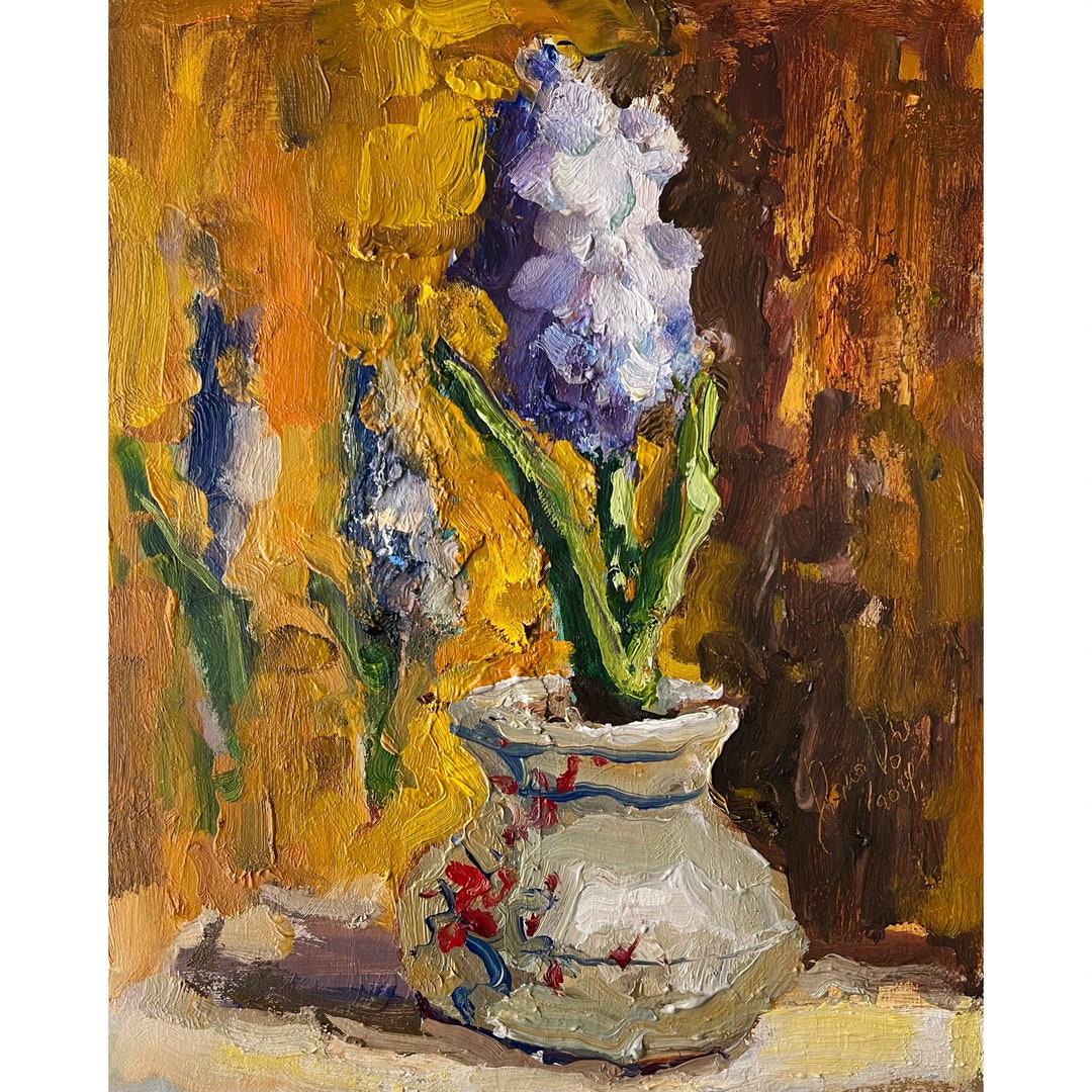 Hyacinth Painting Floral Original Art Hyacinth Impasto Painting Semi ...