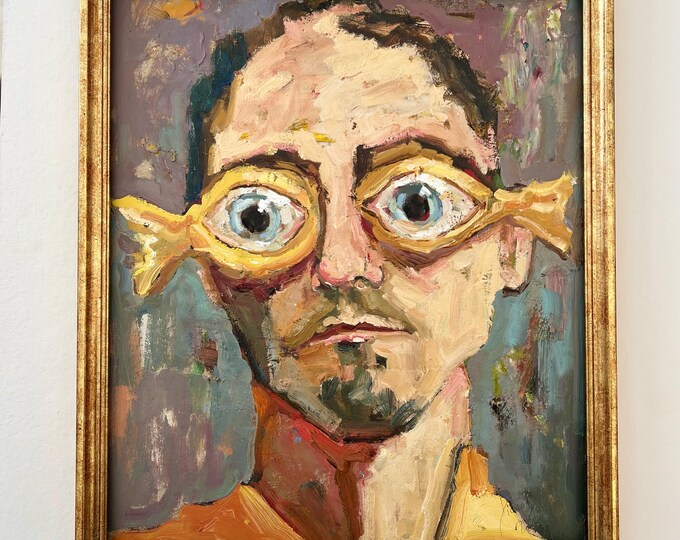 Man Face Artwork Semi Abstract Portrait Original Art Oil Painting Man ...