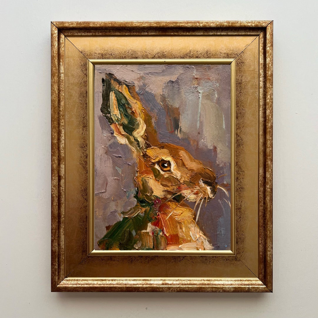 Rabbit Painting Original Animal Artwork Easter Bunny Semi Abstract ...