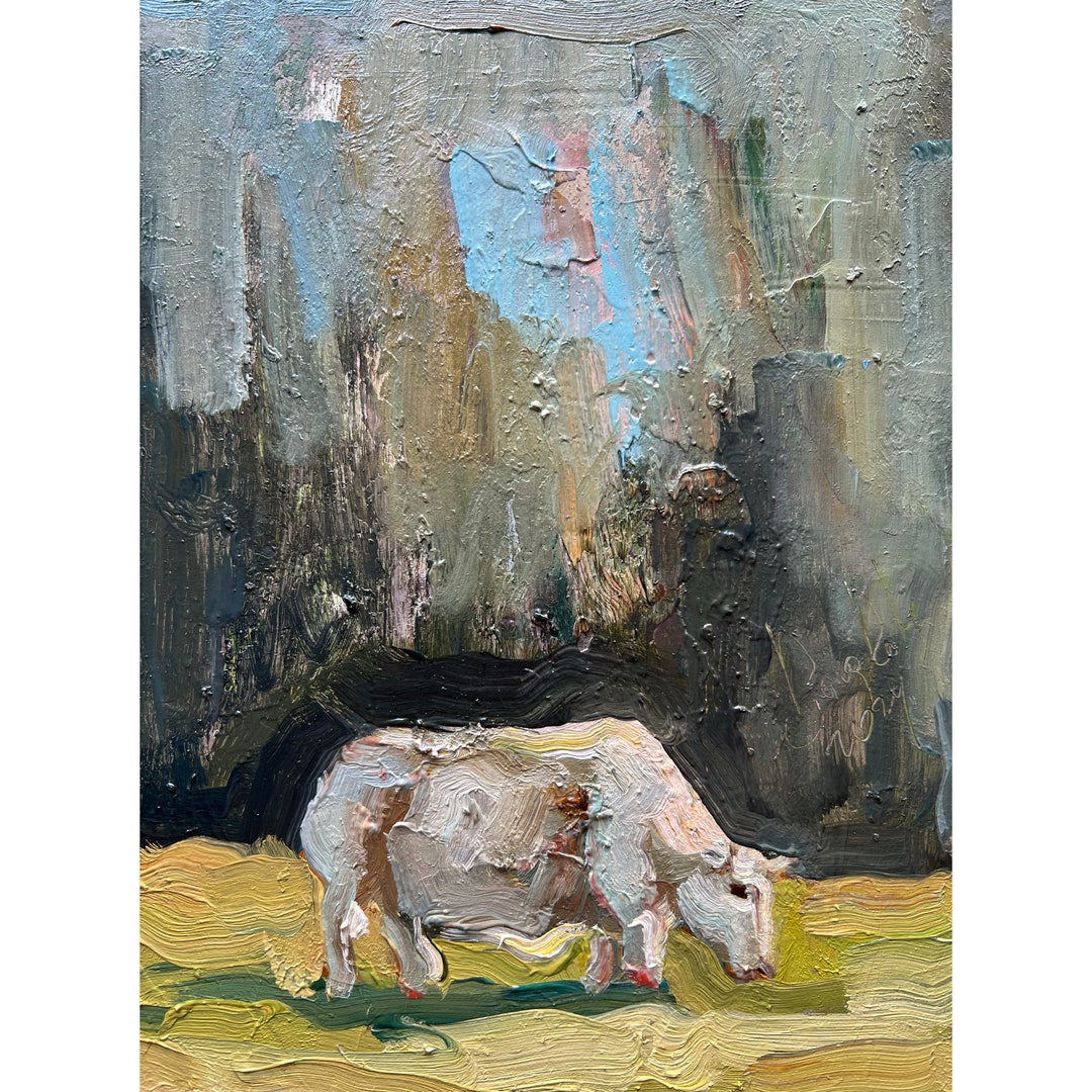 Sheep Painting, Landscape Painting, Field Art, Nature Art, Meadow ...