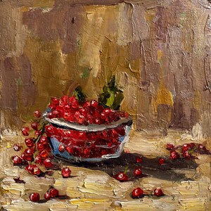 Red Currant Painting Kitchen Wall Art Red Currant Impasto Semi Abstract ...