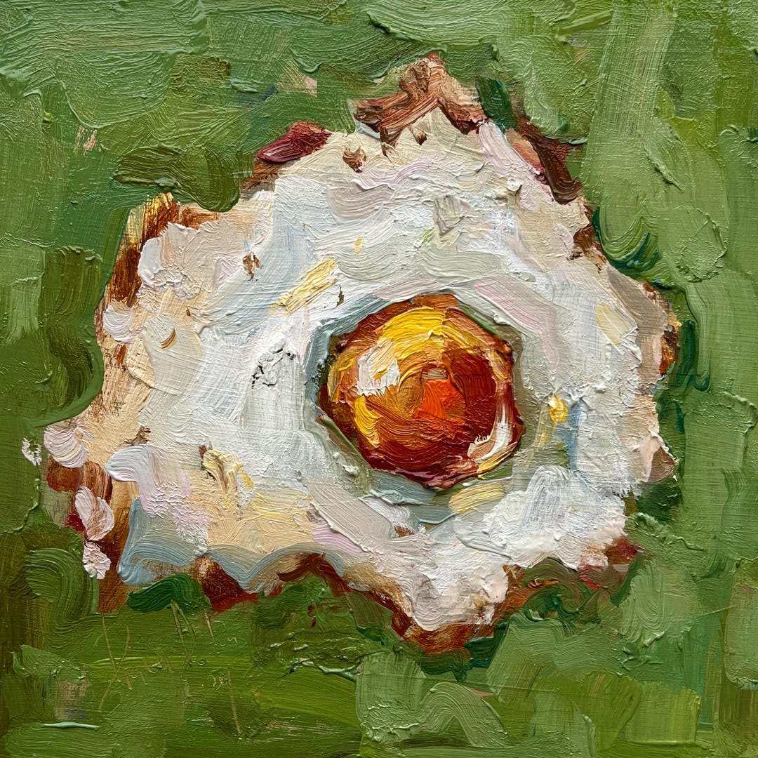 Fried Egg Oil Painting: Original Semi Abstract Food Art - Etsy UK