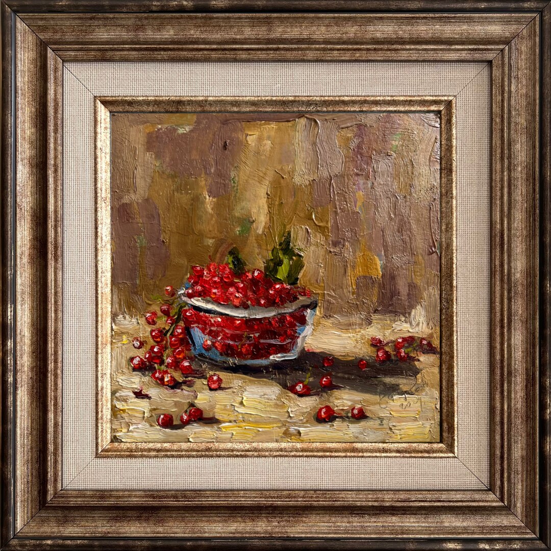 Red Currant Painting Kitchen Wall Art Red Currant Impasto Semi Abstract ...