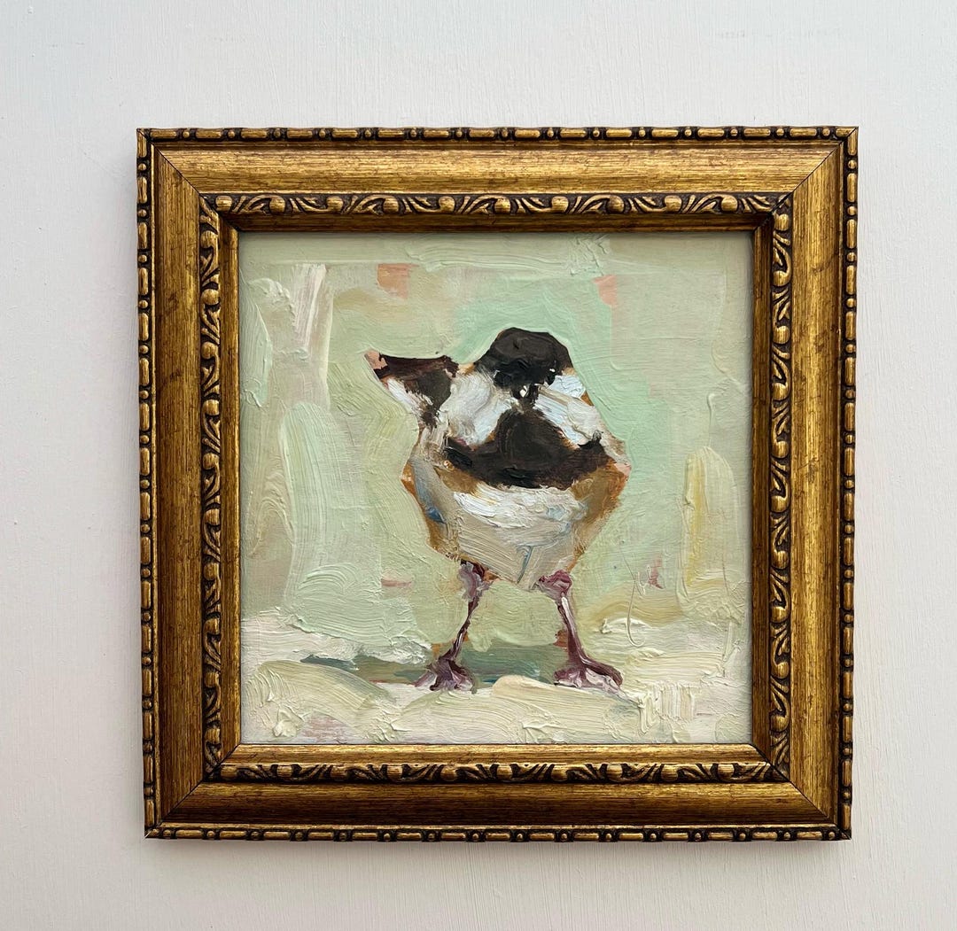 Original Oil Bird Painting, Cute Animal Art (6x6) - Etsy