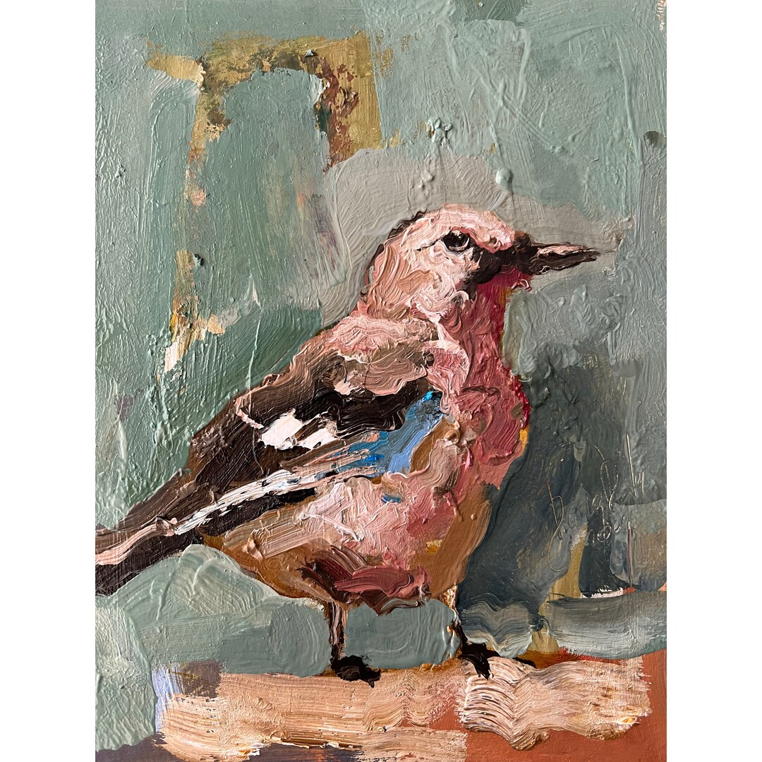 Bird Oil Painting Bird Artwork Bird Semi Abstract Wall Decor Oil ...