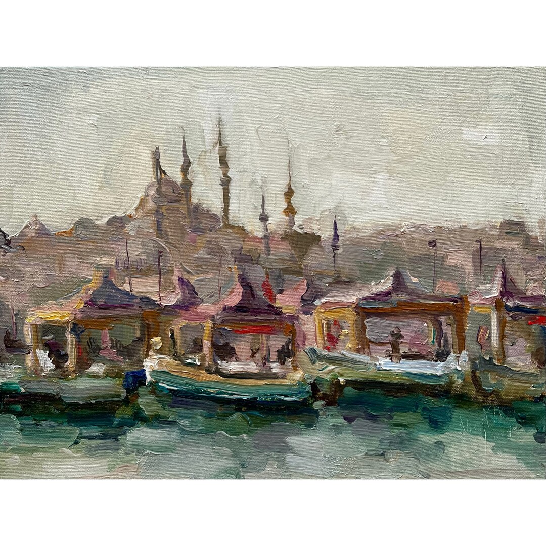 Istanbul Painting Original Art Oil Painting Bosphorus Impasto Wall Art ...