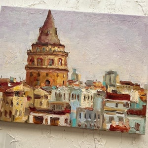 Galata Tower Istanbul Turkey Oil Painting Original Architecture Wall ...