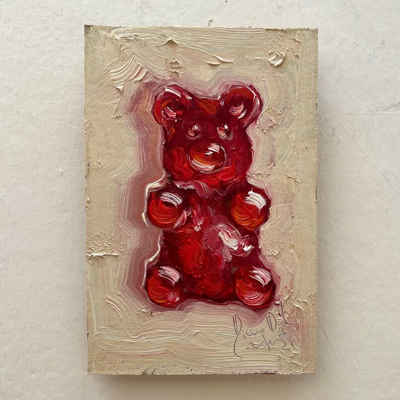 Gummy Bear Oil Painting: Miniature Food Art, Impasto Candy Still Life ...