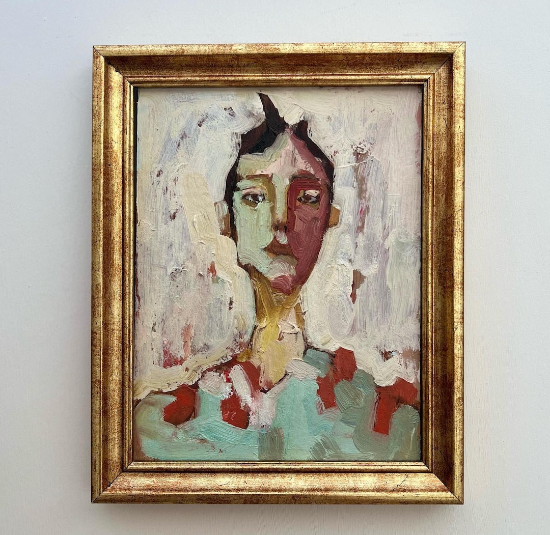 Man Face Artwork Semi Abstract Portrait Original Art Boy Portrait Oil ...