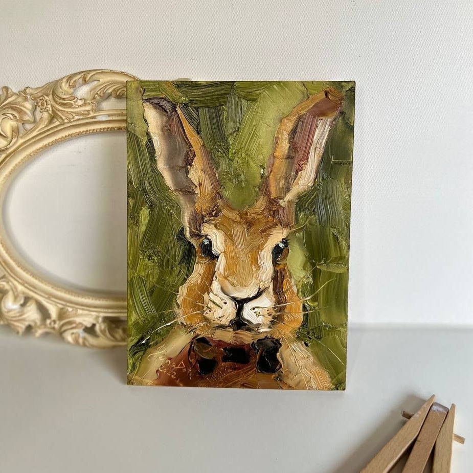 Rabbit Painting Original Animal Artwork Easter Bunny Painting - Etsy
