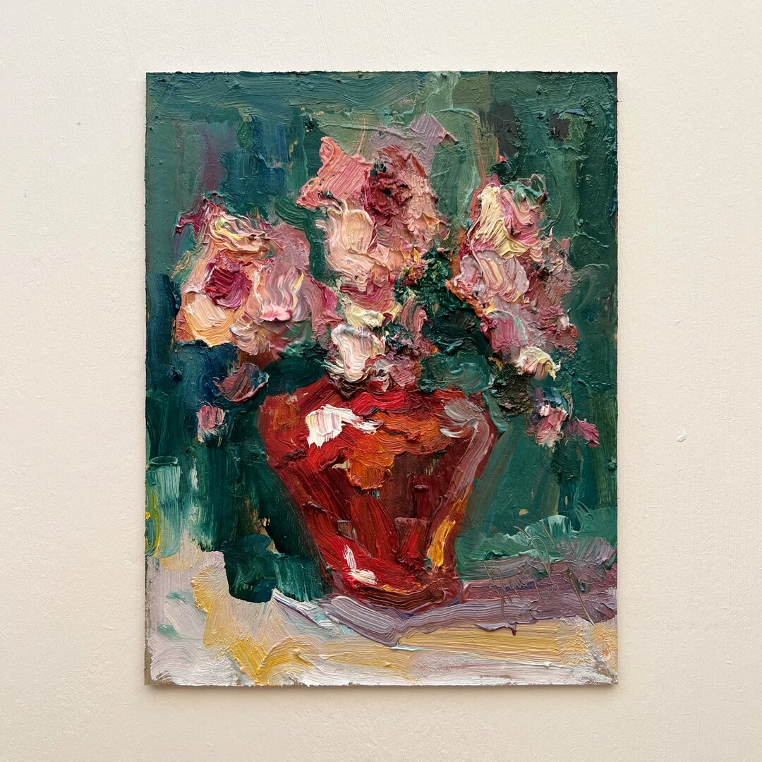 Original Peony Impasto Painting: Floral Still Life Art - Etsy