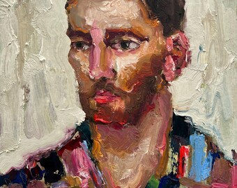 Man Face Artwork Semi Abstract Portrait Original Art Oil Painting Man ...