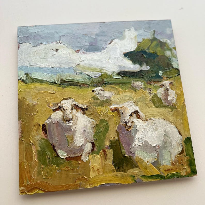 Made to Order Sheep Painting: Scandinavian Landscape Oil Art - Etsy