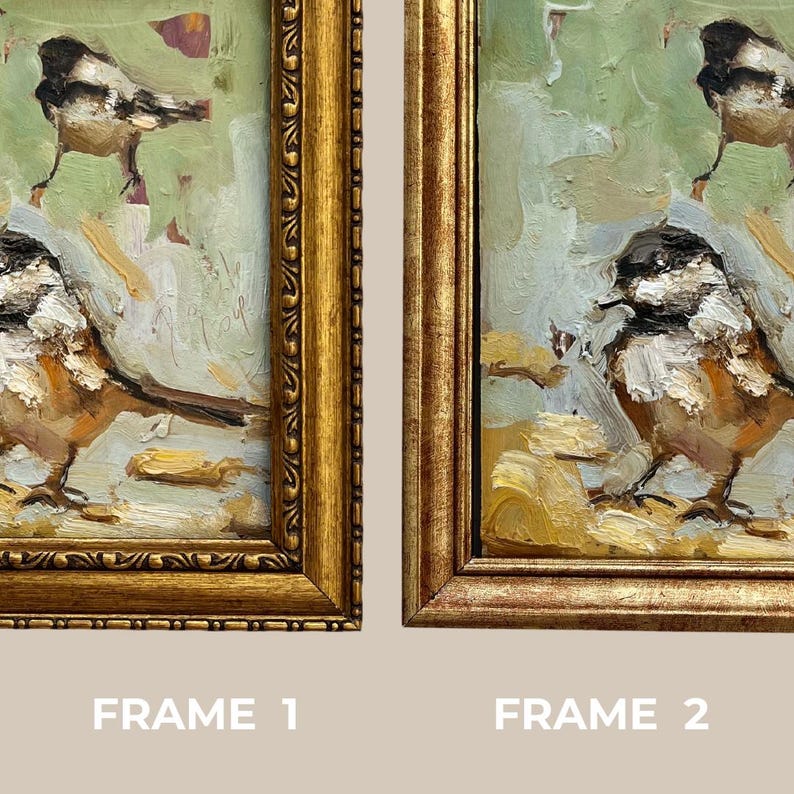 Sparrows Oil Painting: Semi Abstract Bird Art, Framed Wall Decor - Etsy