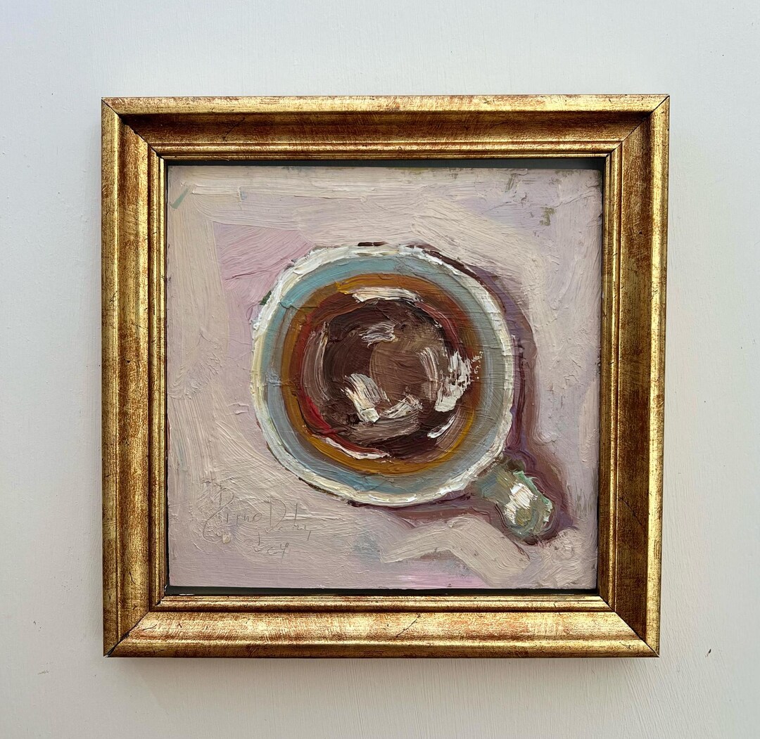 Still Life Original Art Cup of Coffee Oil Painting Kitchen Wall Art ...