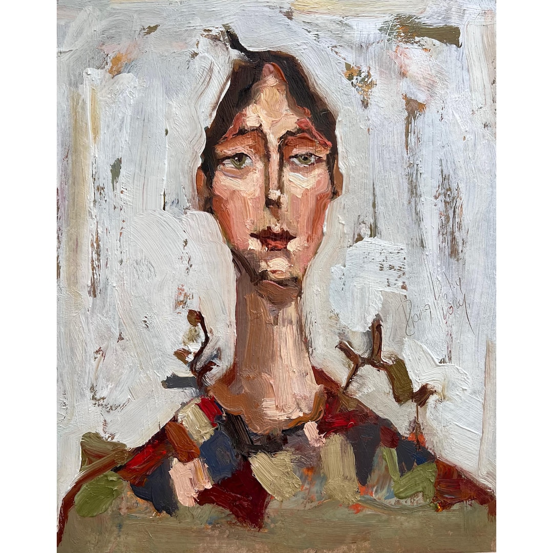 Man Face Artwork Semi Abstract Portrait Original Art Boy Portrait Oil ...