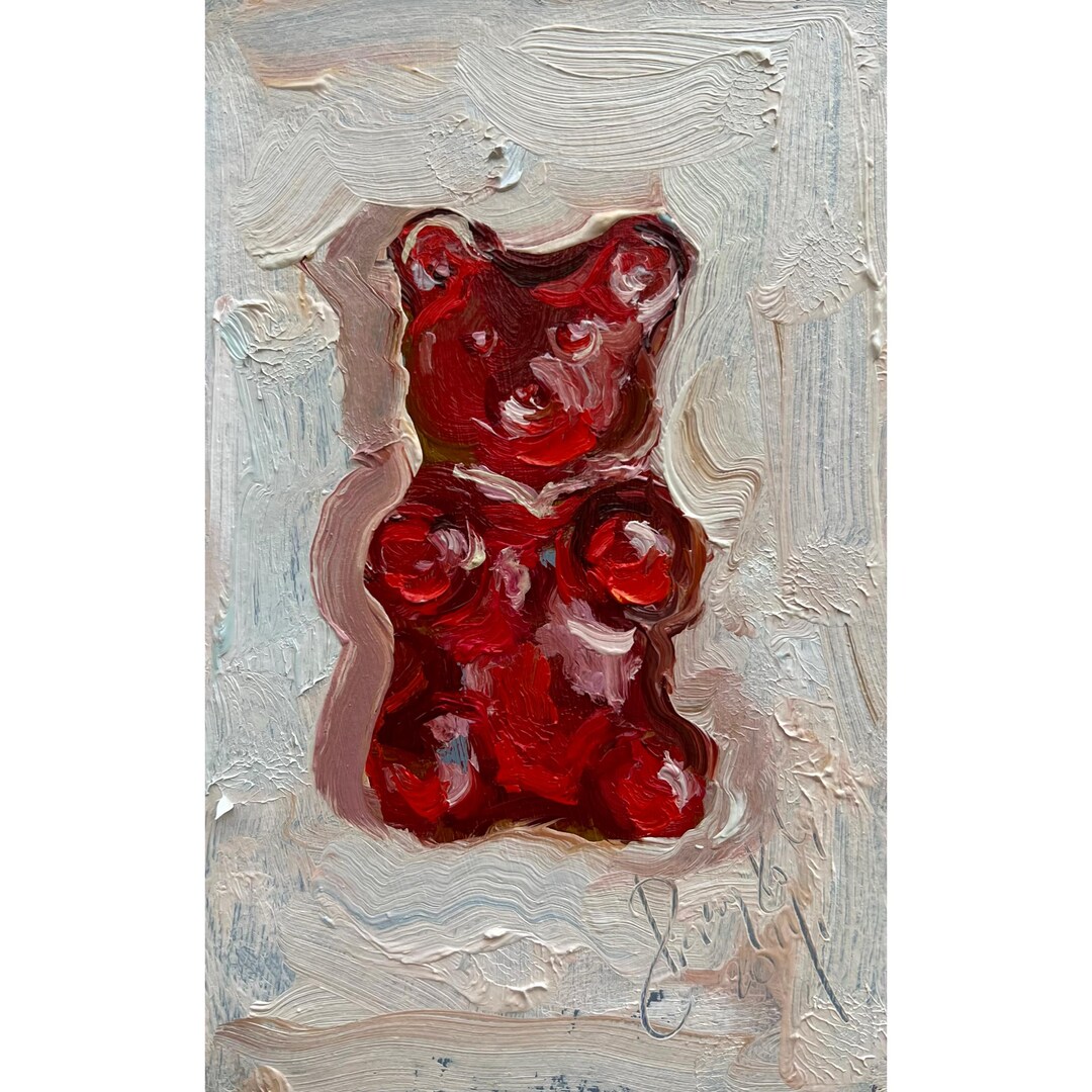 Gummy Bear, Candy Original Oil Painting, Food Miniature Painting, Home ...