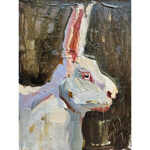 Rabbit Painting Original Animal Artwork Easter Bunny Semi Abstract ...