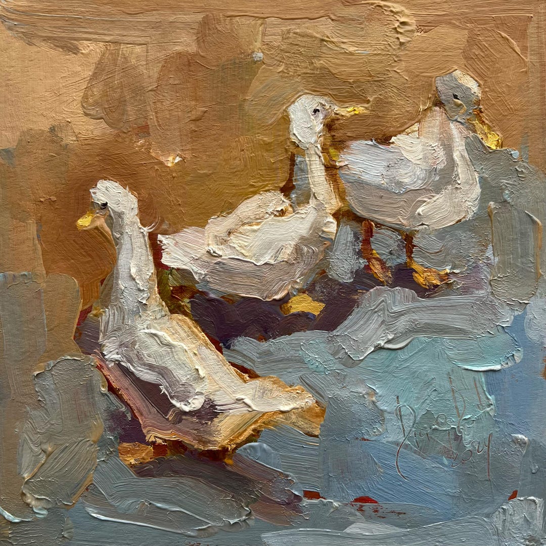 Ducks Painting, Nature Painting, Landscape Painting, Nature Art, Meadow ...