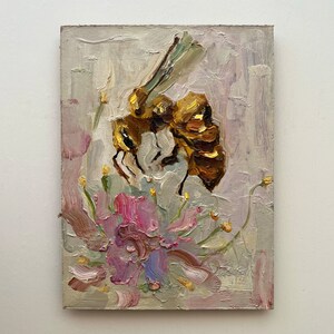 Bee Painting Original Semi Abstract Artwork Bee Oil Painting Bee Wall ...