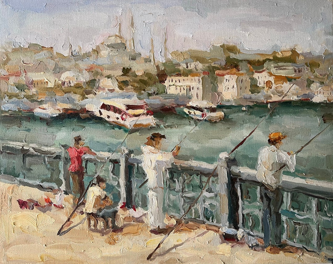 Istanbul Painting Original Art Oil Painting Bosphorus Impasto Wall Art ...