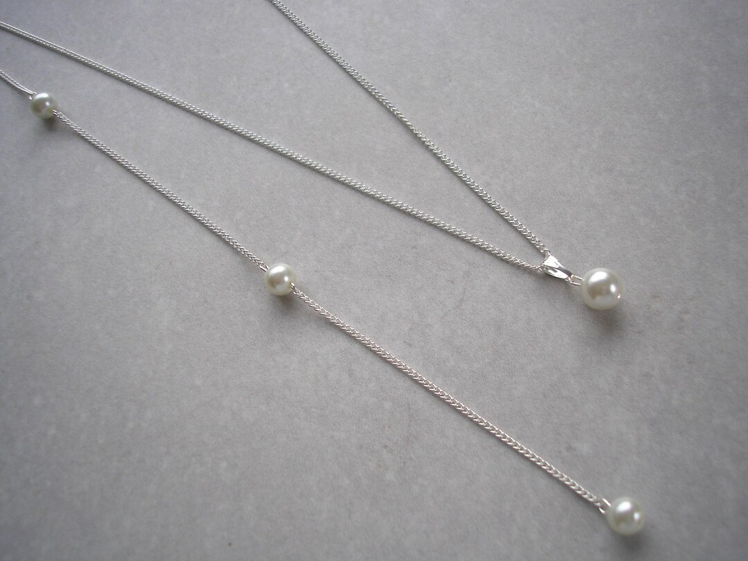 Simple Dainty Faux Pearl Backdrop Necklace, Bridal Back Drop Jewellery ...