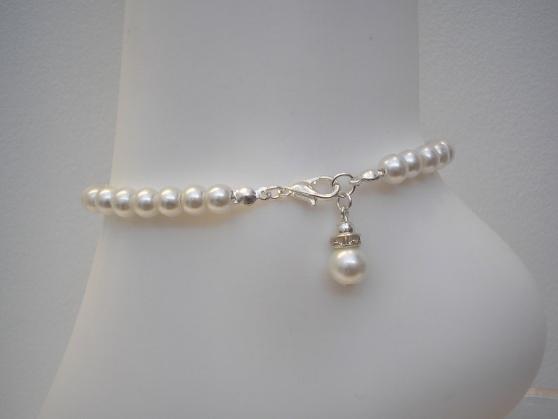 Pearl Ankle Bracelet Pearl Anklet Anklet With Diamante - Etsy