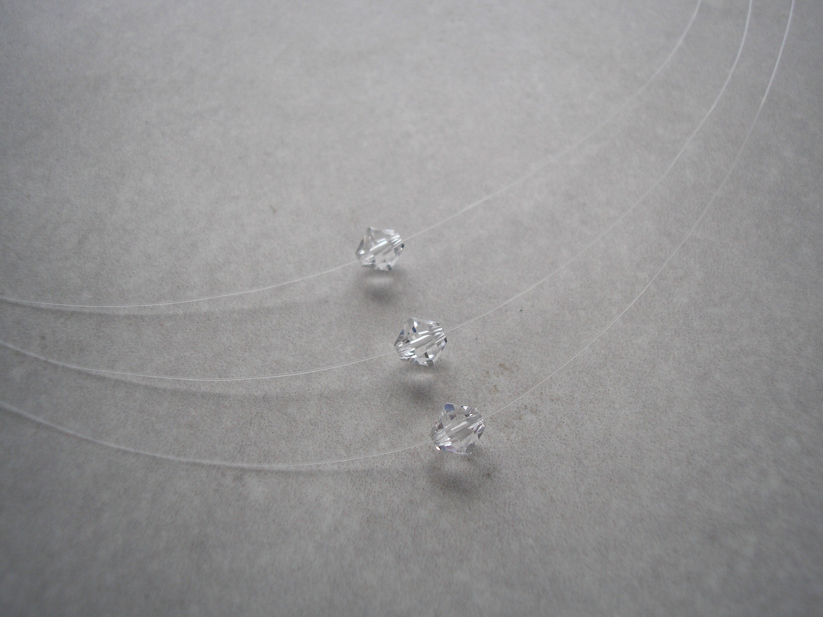 Multi Strand Floating Crystal Necklace, Triple Layer Imitation Diamond ...