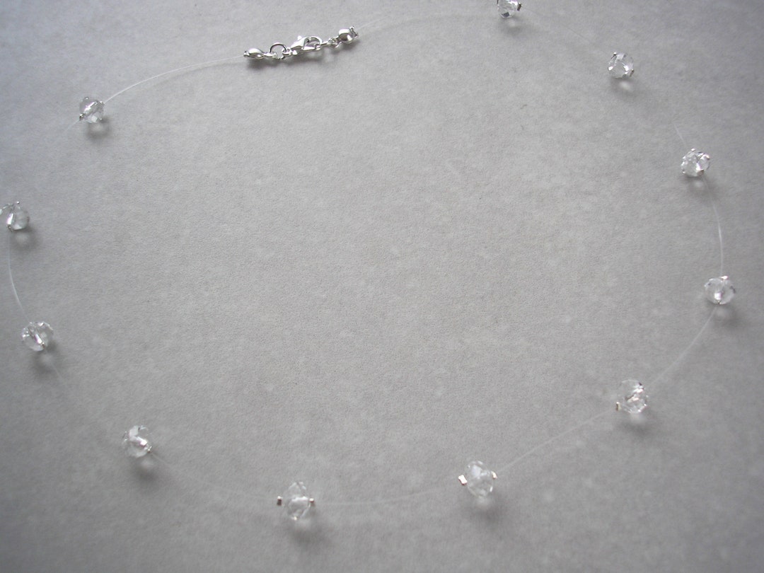 Floating Crystal Necklace, Very Simple Bridal Necklace, Bridesmaid ...