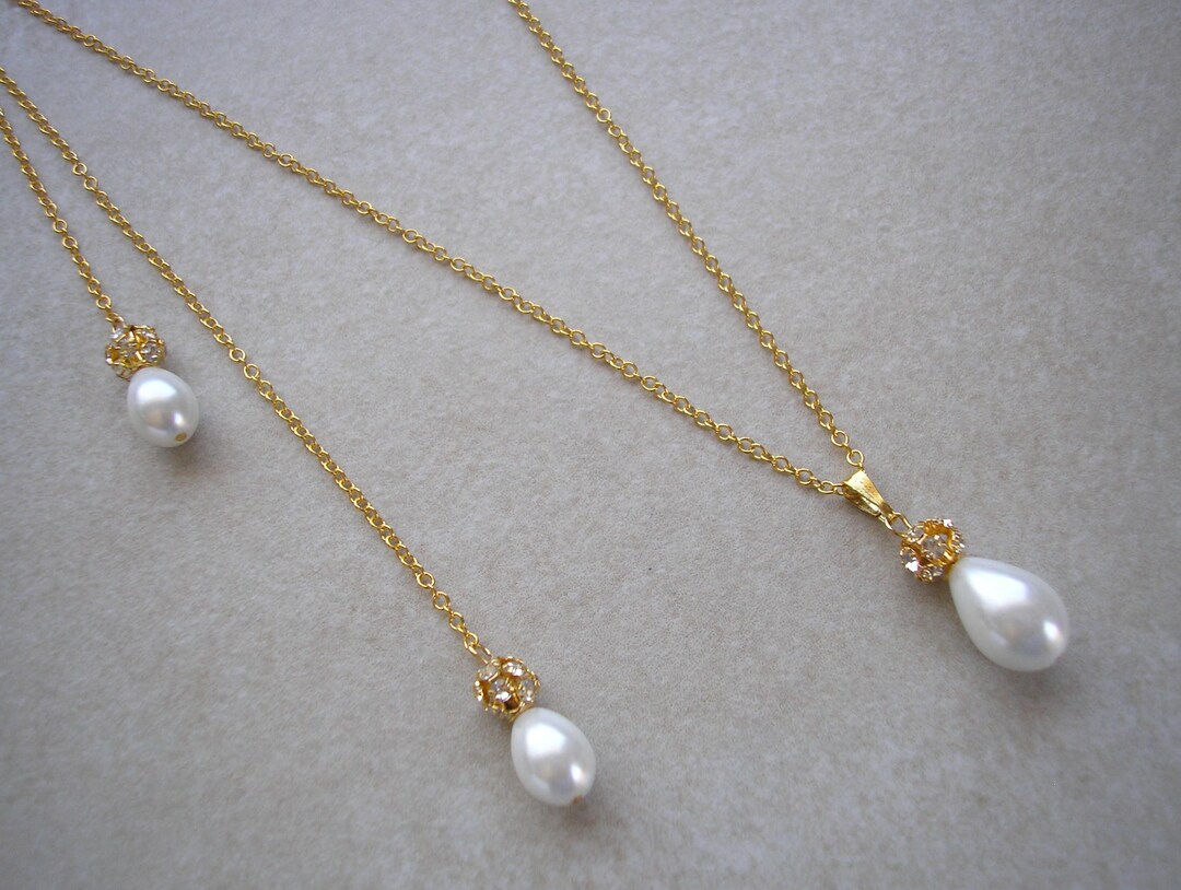 Pearl Bridal Back Necklace, Double Drop Back Jewelry for a Wedding ...