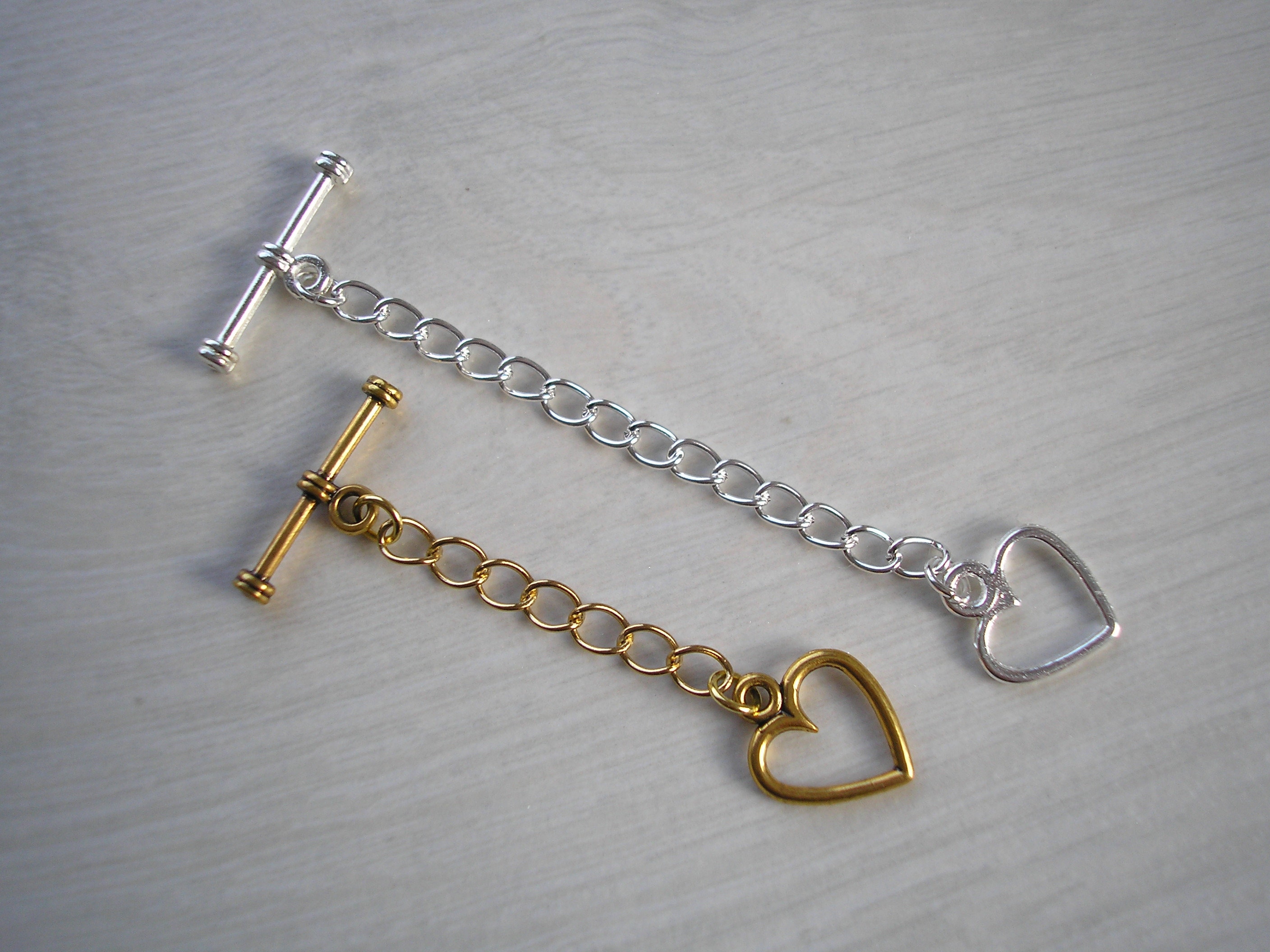 Love Heart T-bar Toggle Extension Chain to Extend a Necklace Bracelet ...