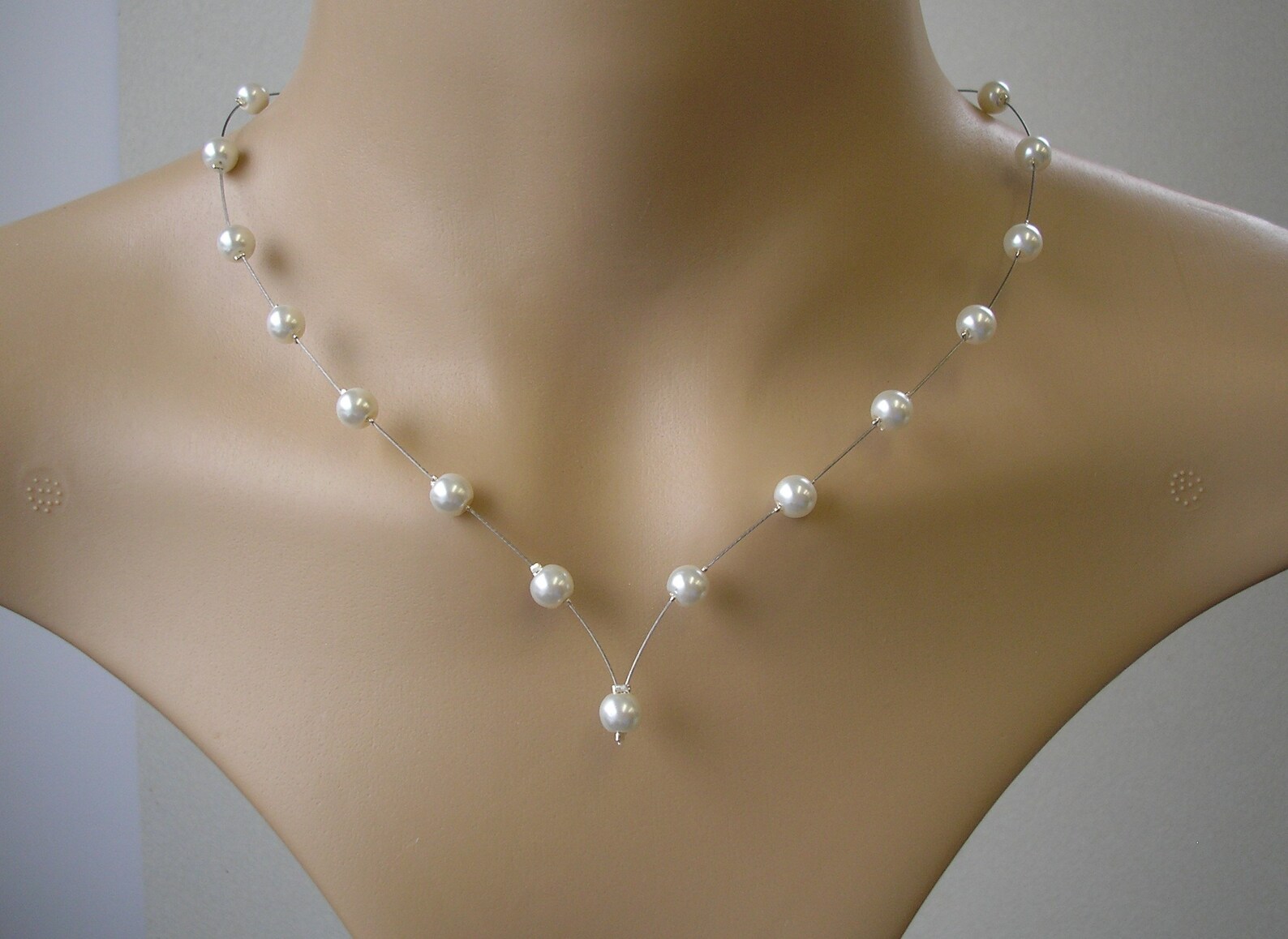 V Neck Necklace, Dainty Handmade Pearl Bridal Necklace for Women Bride ...