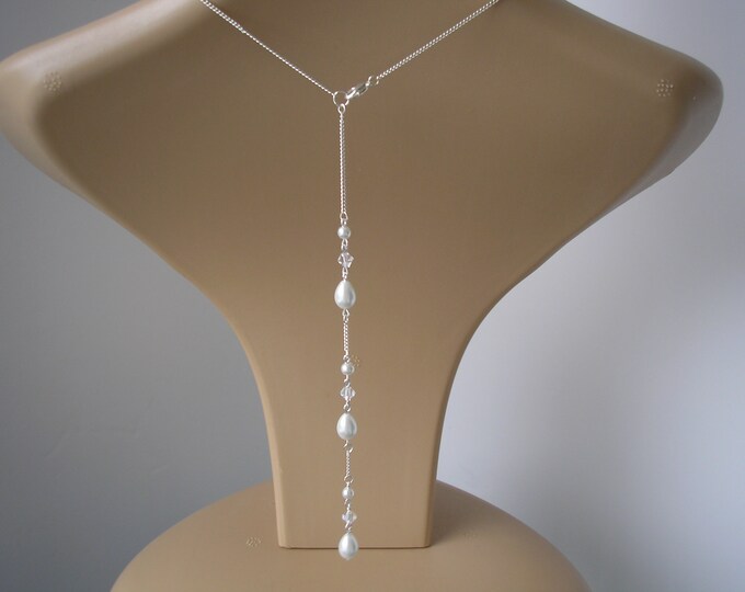 Teardrop Pearl Backdrop Necklace for Women Brides Bridesmaid Gift ...
